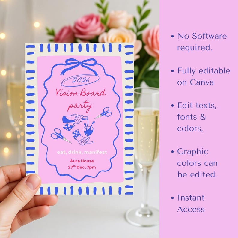 2026 Vision Board Party Invitation | Manifestation Party Invite | Nw ...