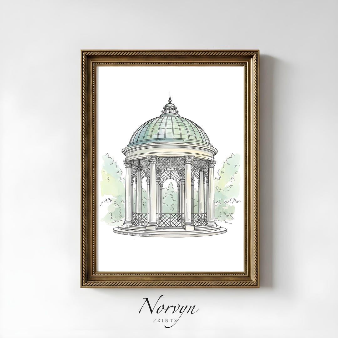 Classical Pavilion Wall Art, Neoclassical Architecture Print, Vintage ...