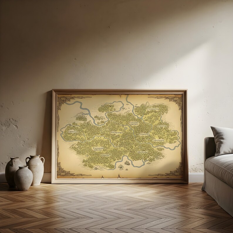 Ancient Pyramid Realm Map Printable | Egyptian Fantasy Illustration ...