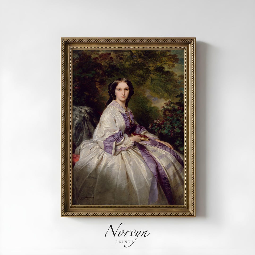Classical Female Portrait Print, Vintage Wall Art, Romantic Woman ...