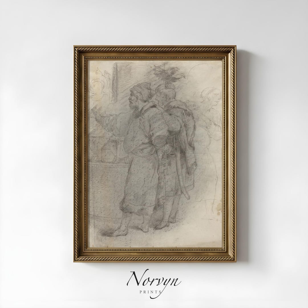 Vintage Figure Drawing Print – Classical Academic Sketch, Old Master ...