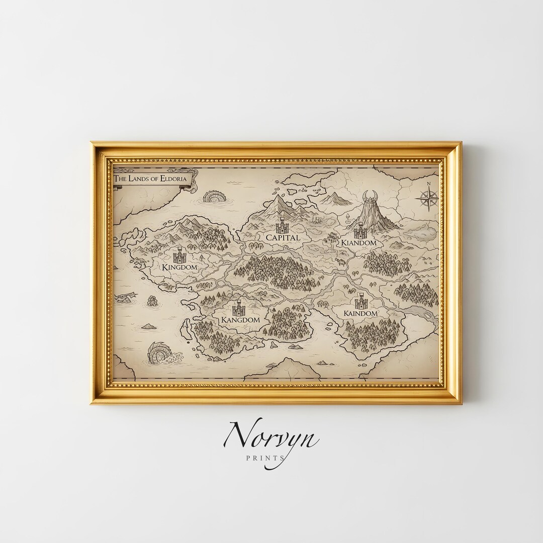 Crystal Spire Winter Map Printable | Frozen Lake Citadel Illustration ...