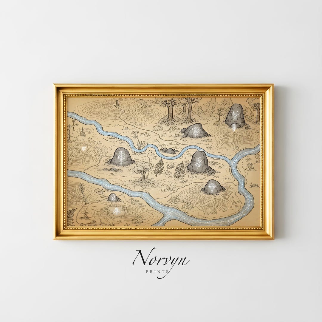 Ancient Rune Stone Map Printable | Fantasy RPG Map Art, Druid Symbols ...