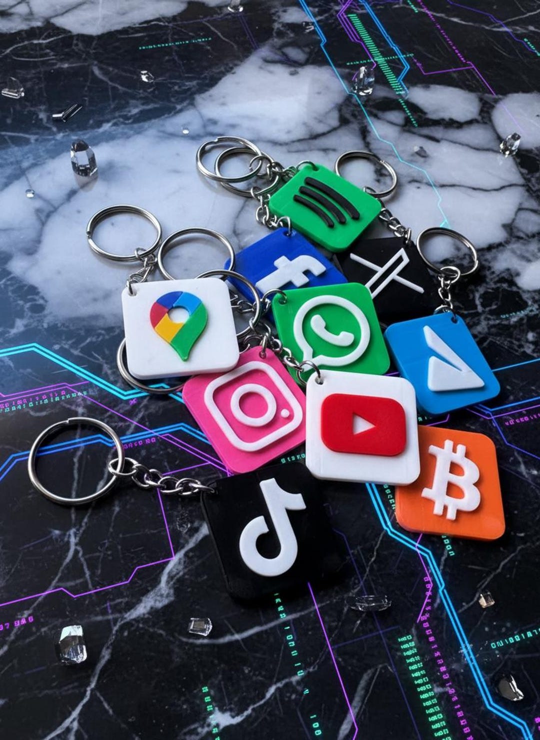 Personalized NFC Keychain | Social Media Icon Tag - Etsy
