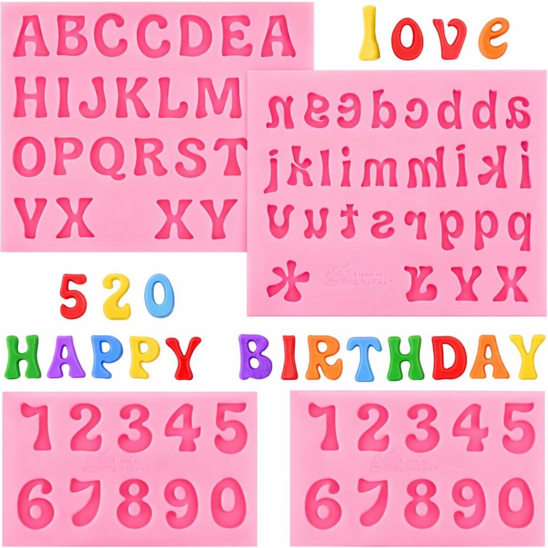 Silicone Alphabet & Number Mold Set for Chocolate, Fondant and Cake ...