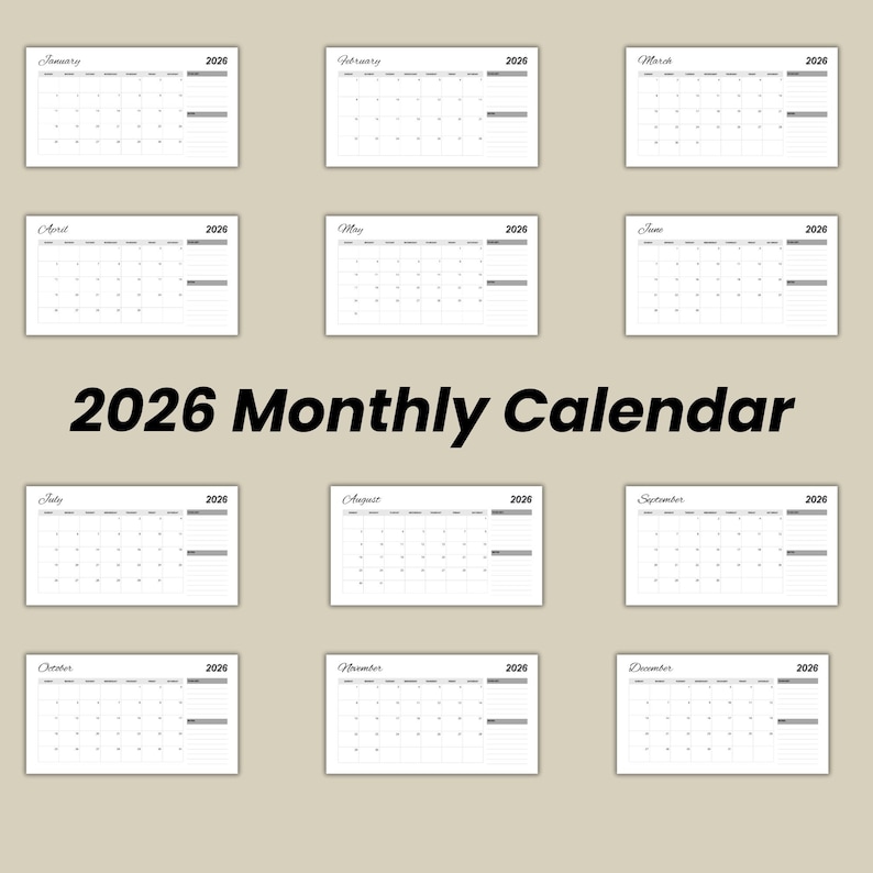 Editable 2026 Calendar Template, Monthly Calendar With to Do List and ...
