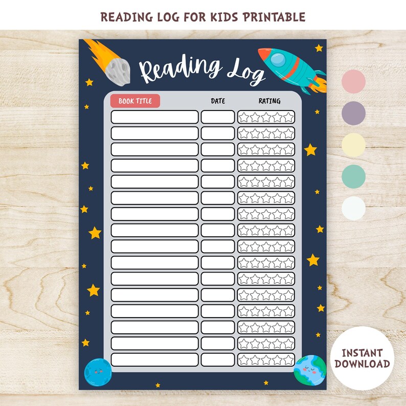 Space Reading Log for Kids School KS1 KS2 Book Tracker Printable - Etsy