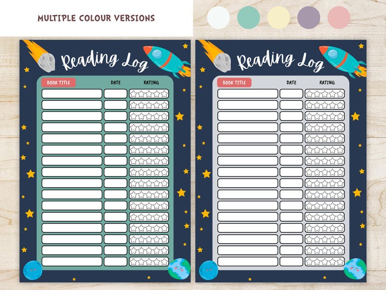 Space Reading Log for Kids School KS1 KS2 Book Tracker Printable - Etsy