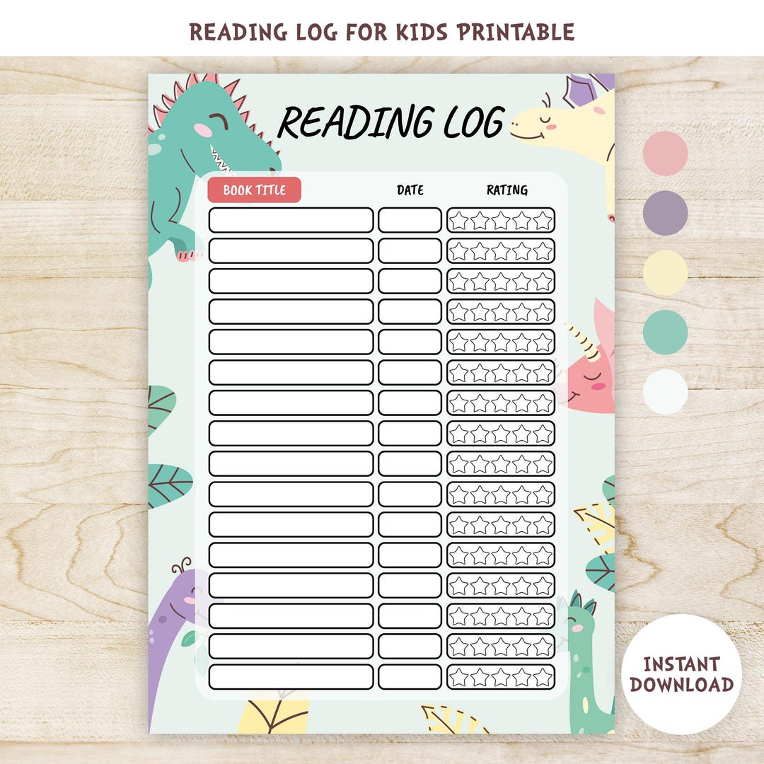 Reading Tracker for Kids Printable | Dinosaur Reading Log & Book ...