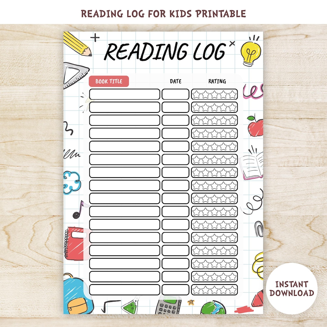 Reading Log for Kids Printable | Book Tracker & Reading Challenge ...