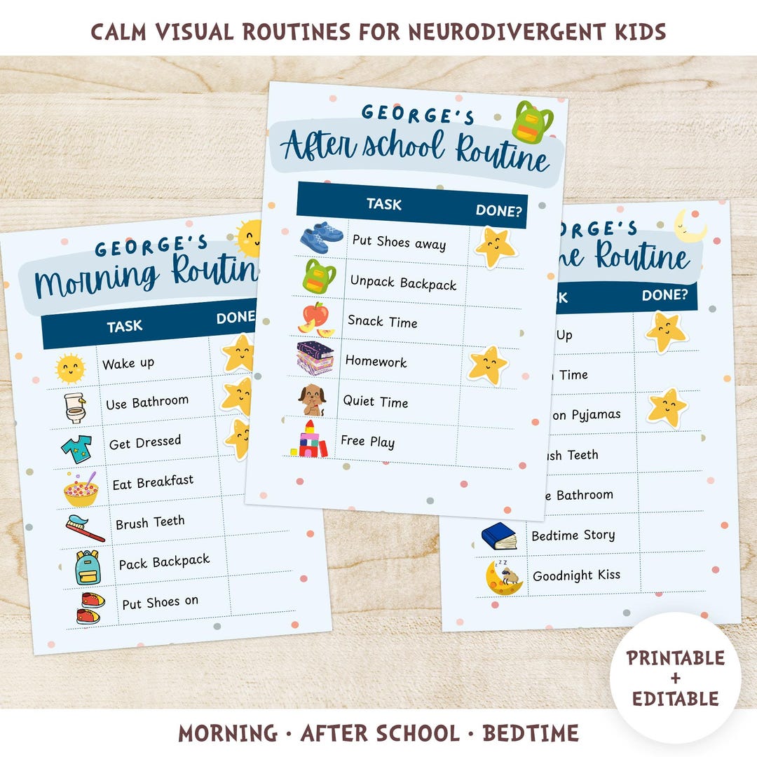 Neurodiversity Friendly Visual Routine Chart for Kids - Etsy