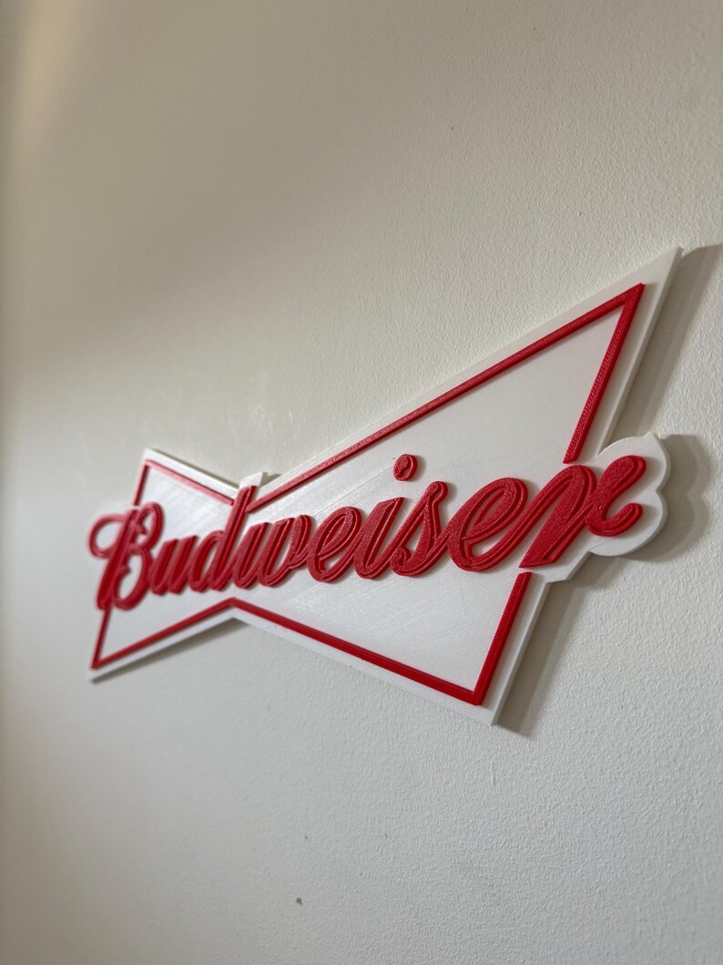 Budweiser Wall Art | 30cm Wide 3D Printed Beer Sign | Retro Bar & Man ...