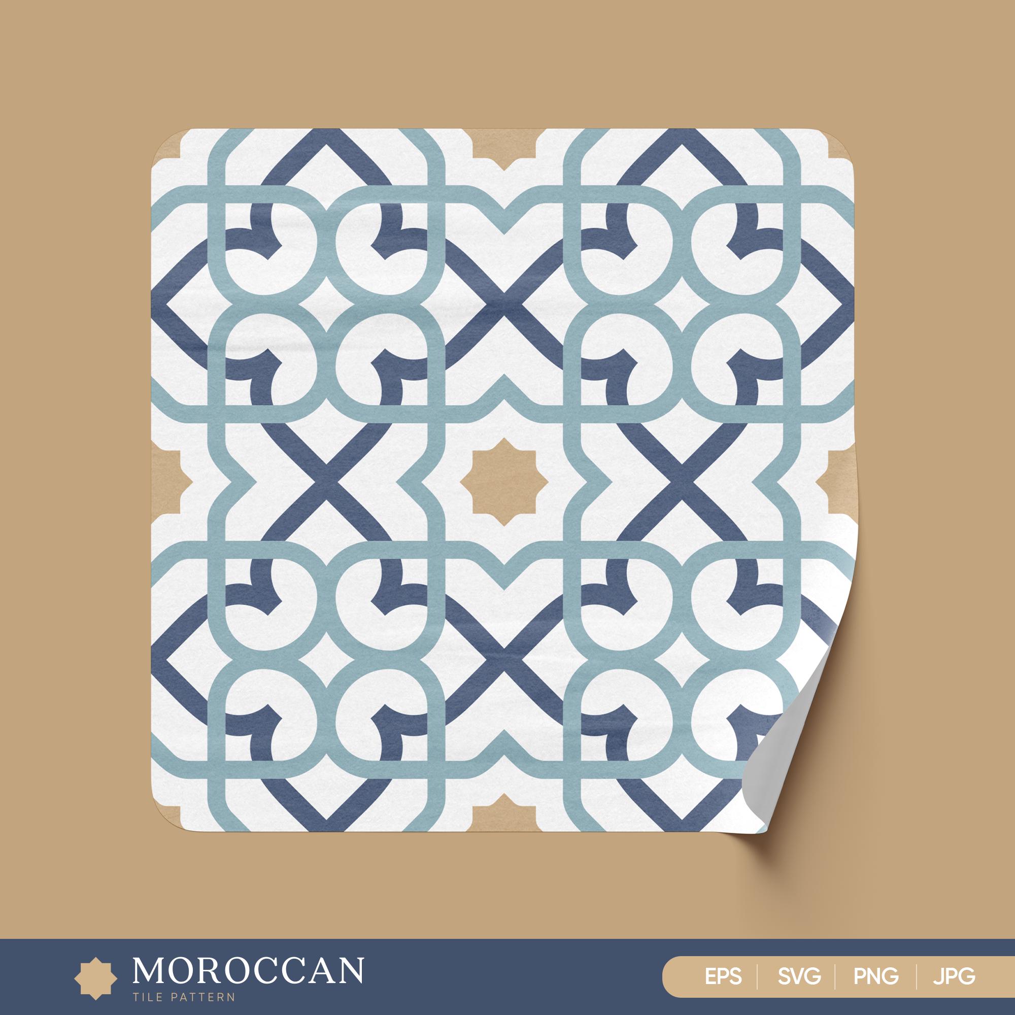 Moroccan Tile Pattern Set | Blue Beige Islamic Geometric Seamless ...