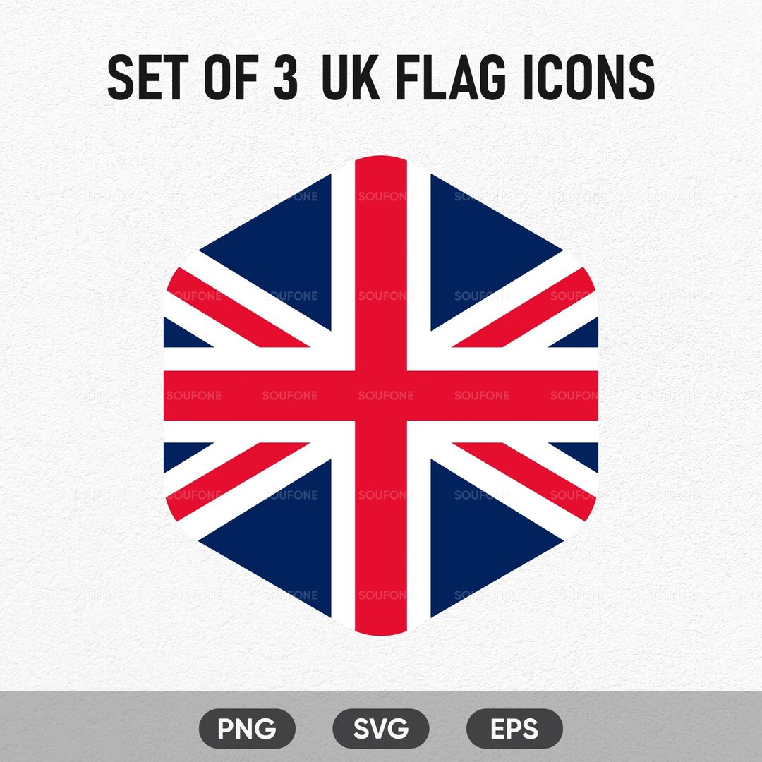 Set of 3 UK Flag Icons – Png, Svg, Eps (digital Download) - Etsy