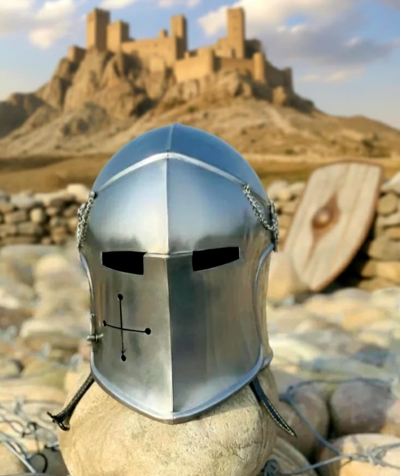 Medieval Barbuta Steel Helmet Wearable Knight Helmet for LARP Cosplay ...