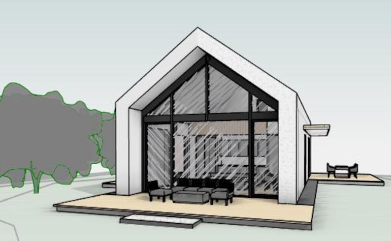 Modern Scandinavian Cabin House Plan 95sqm | Minimalist Gable Home With ...