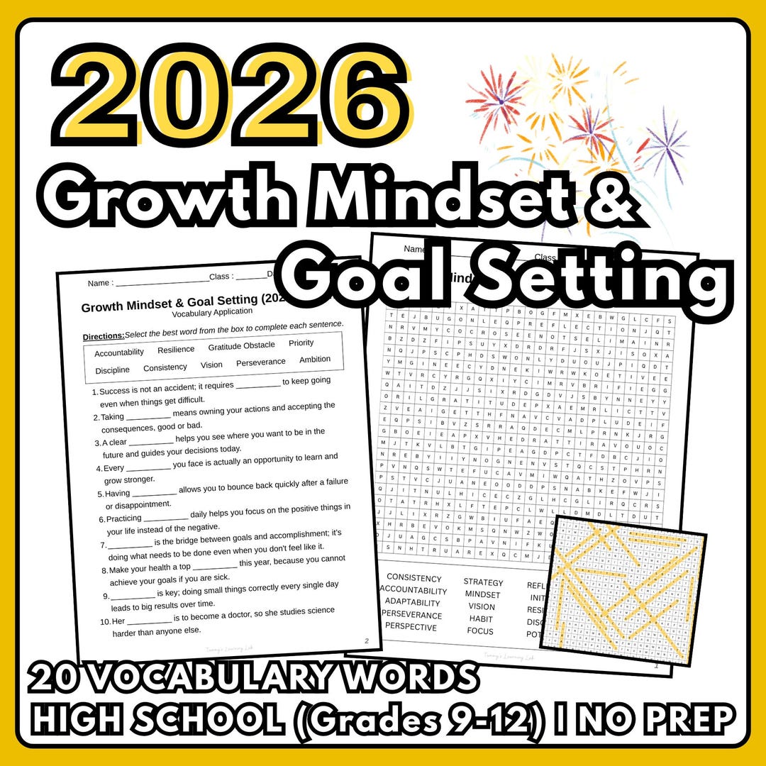 2026 New Year Goal Setting for Teens Growth Mindset Activities ...