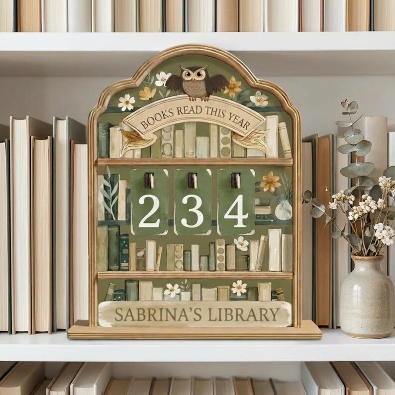 Personalized Books 2026 Reading Tracker, Custom Wooden Library Sign ...