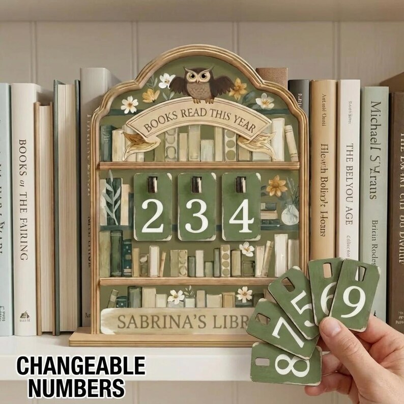 Personalized Books 2026 Reading Tracker, Custom Wooden Library Sign ...
