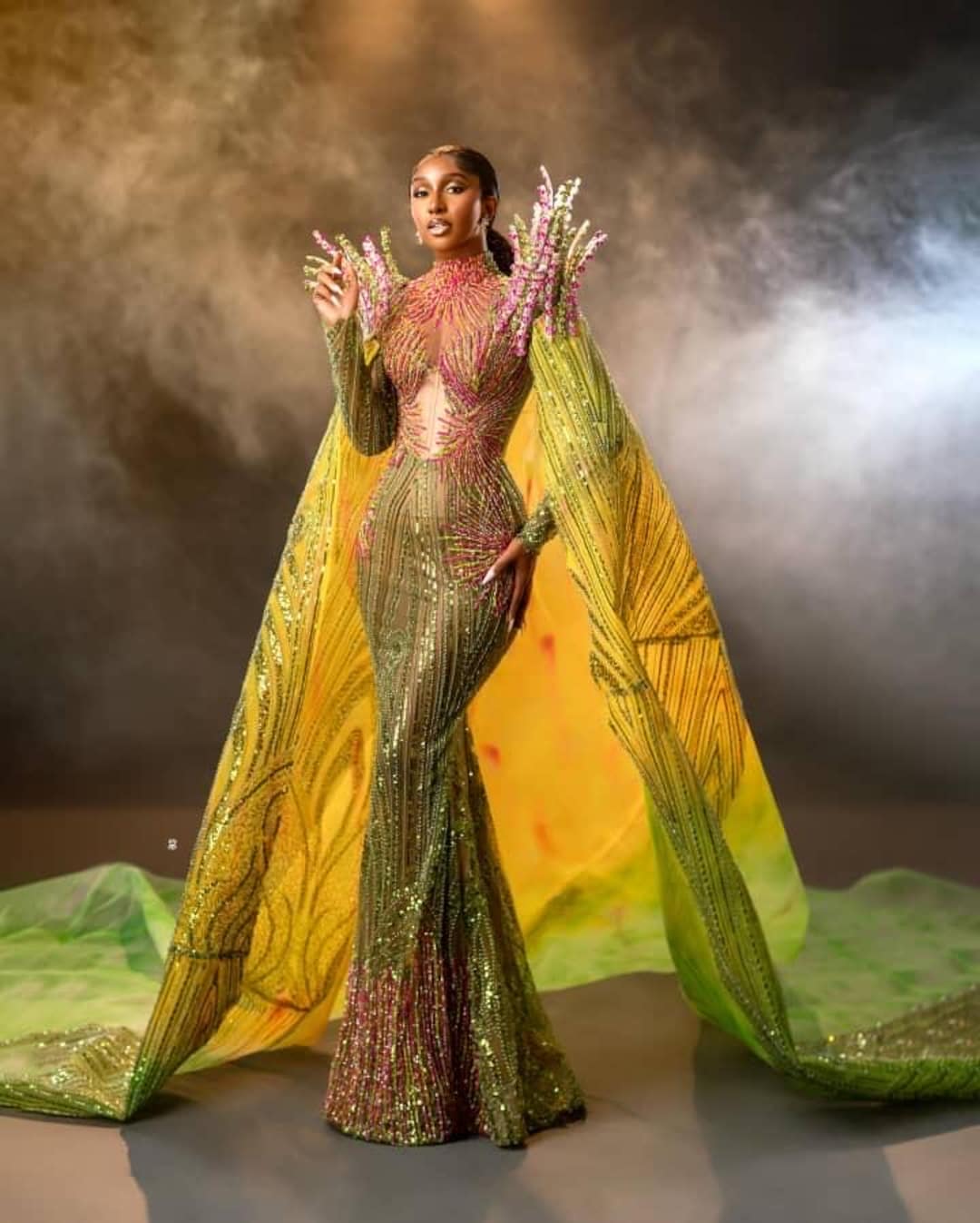 Luxurious Prom Structured Sleeves Handmade Beaded Corset Mermaid Gown ...