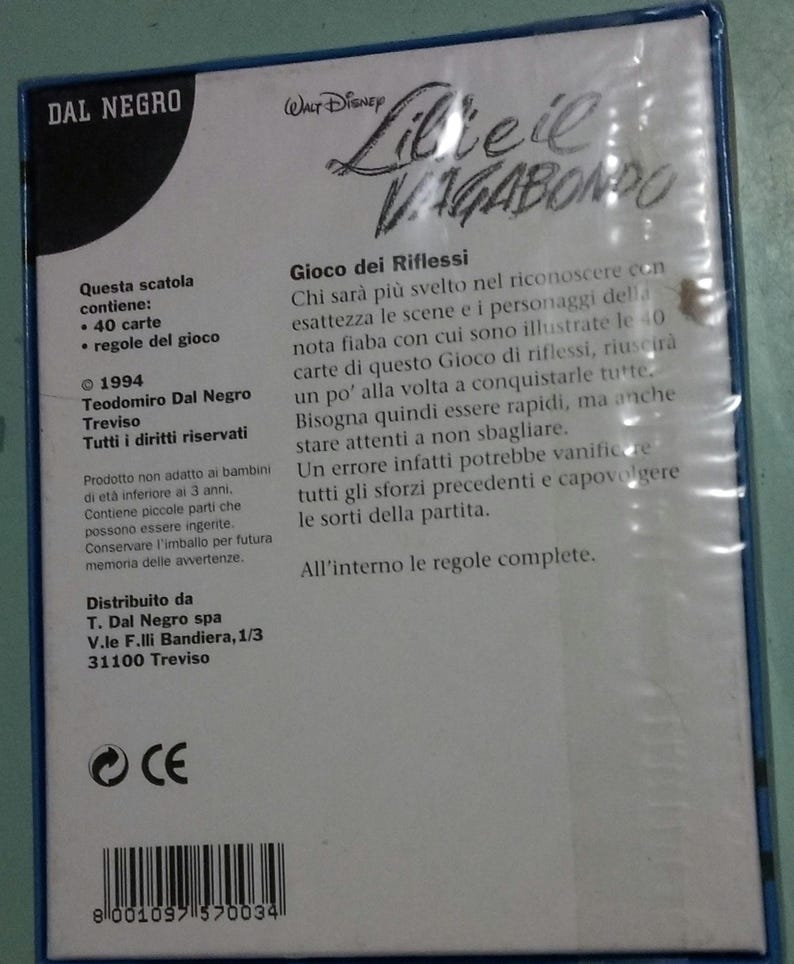 Lady and the Tramp Disney DAL NEGRO 1994 - SEALED - Rare Game of ...