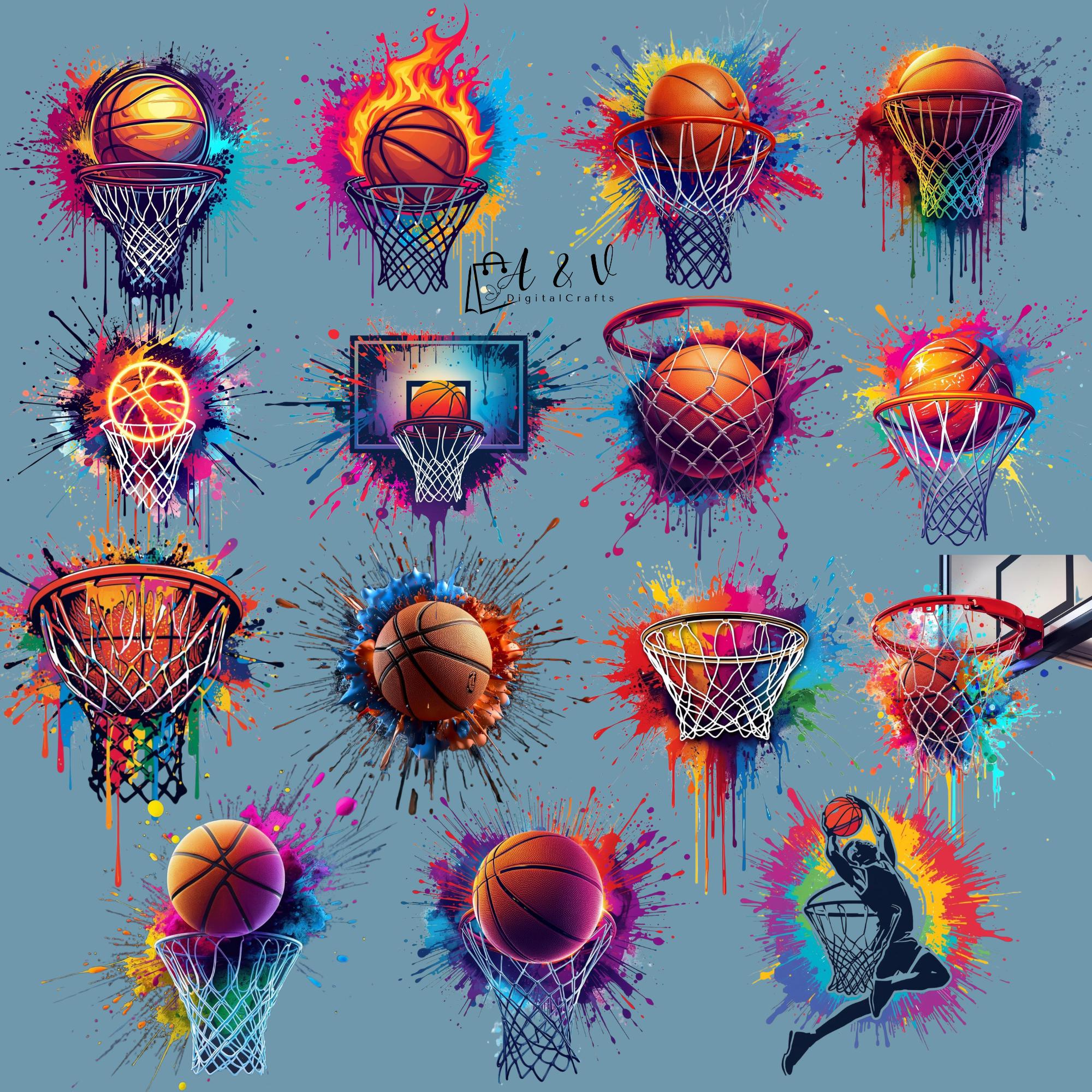 Colorful Basketball Splash PNG | Funny Basketball Clipart | Sports ...