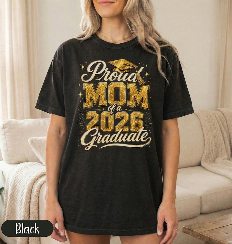 Proud MOM of a 2026 Graduate PNG, Gold Glitter Class of 2026 Mom ...