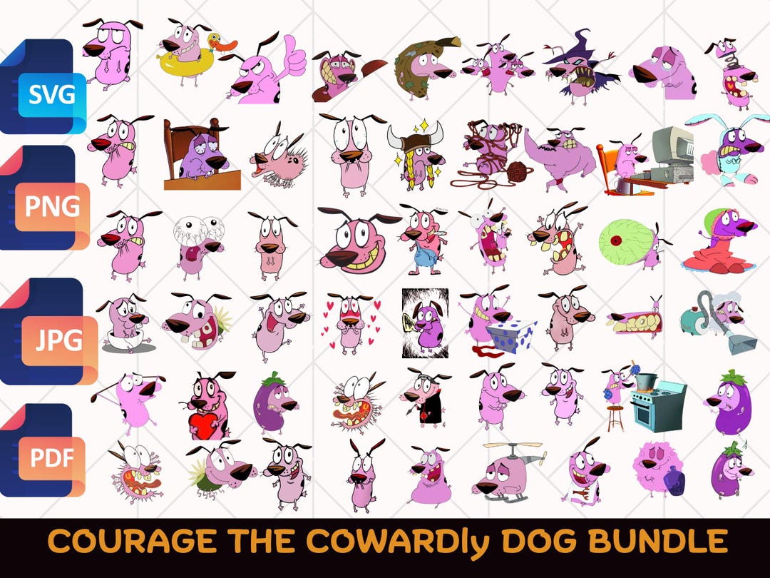 Courage the Cowardly Dog Clipart Bundle | Cartoon PNG SVG JPG Digital ...