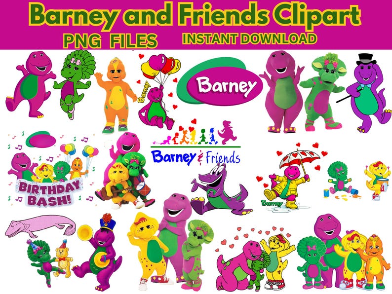 Barney Friends Clipart Bundle SVG PNG Jpg Pdf Sublimation Solitude Kids ...