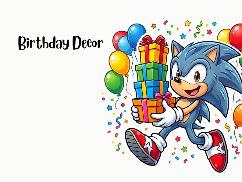 Sonic Birthday PNG Clipart Bundle, Kids Party Decorations (digital ...
