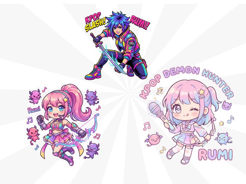 K-pop Demon Hunters PNG Bundle | KPOP Anime Idol Fighters (digital ...