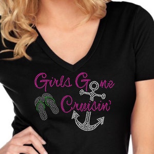 Bling Girls Gone Cruisin' With Flip Flops Custom Rhinestone Shirt ...