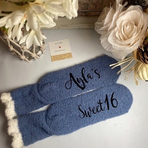 Fuzzy Personalized Sweet 16 Socks Birthday Socks 16th Birthday Gift ...