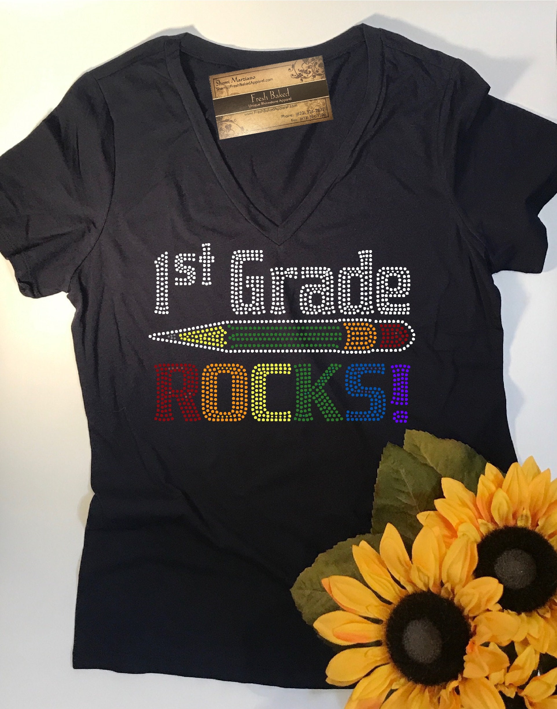 Bling 1st Grade Rocks Shirt with Name on Back | Teacher Shirts | School ...
