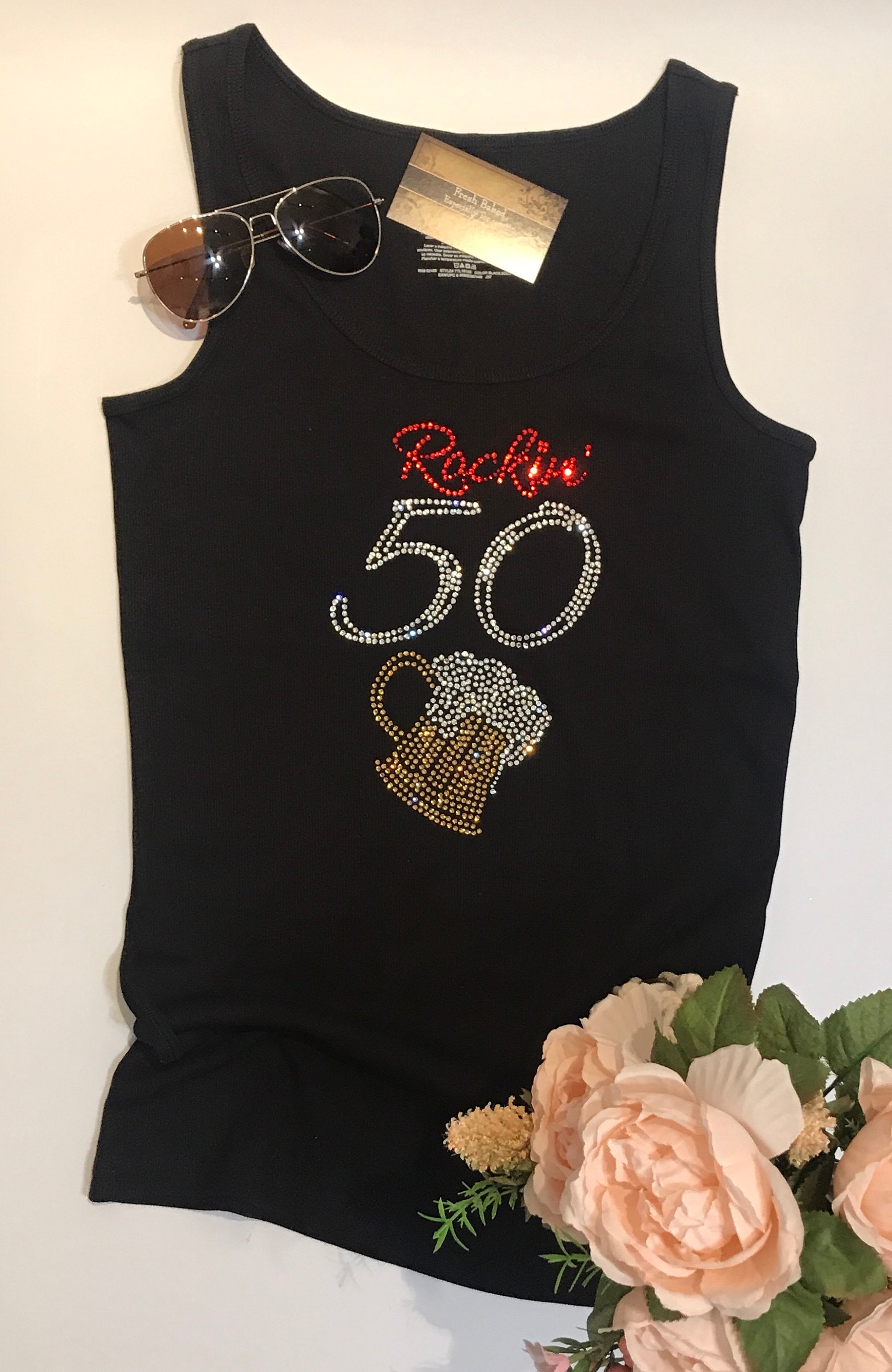 Custom Rhinestone BLiNg Rockin' 50 Shirt | 50th Birthday Shirt | Women ...