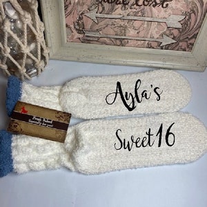 Fuzzy Personalized Sweet 16 Socks Birthday Socks 16th - Etsy