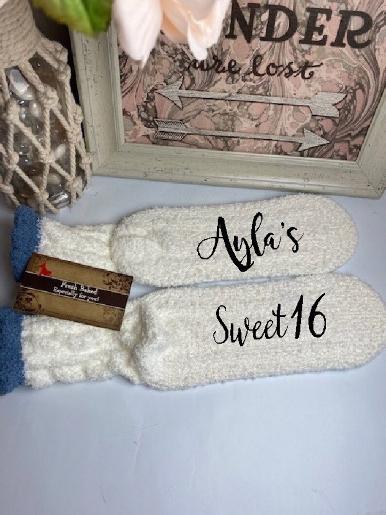 Fuzzy Personalized Sweet 16 Socks Birthday Socks 16th - Etsy