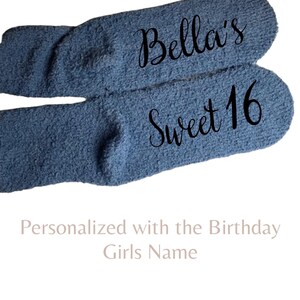 Fuzzy Personalized Sweet 16 Socks | Birthday Socks | 16th Birthday Gift ...