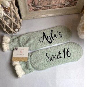 Fuzzy Personalized Sweet 16 Socks Birthday Socks 16th - Etsy