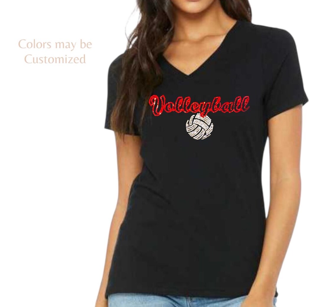 Bling Volleyball Shirt Sparkly Volleyball Shirt Game Day Rhinestone ...