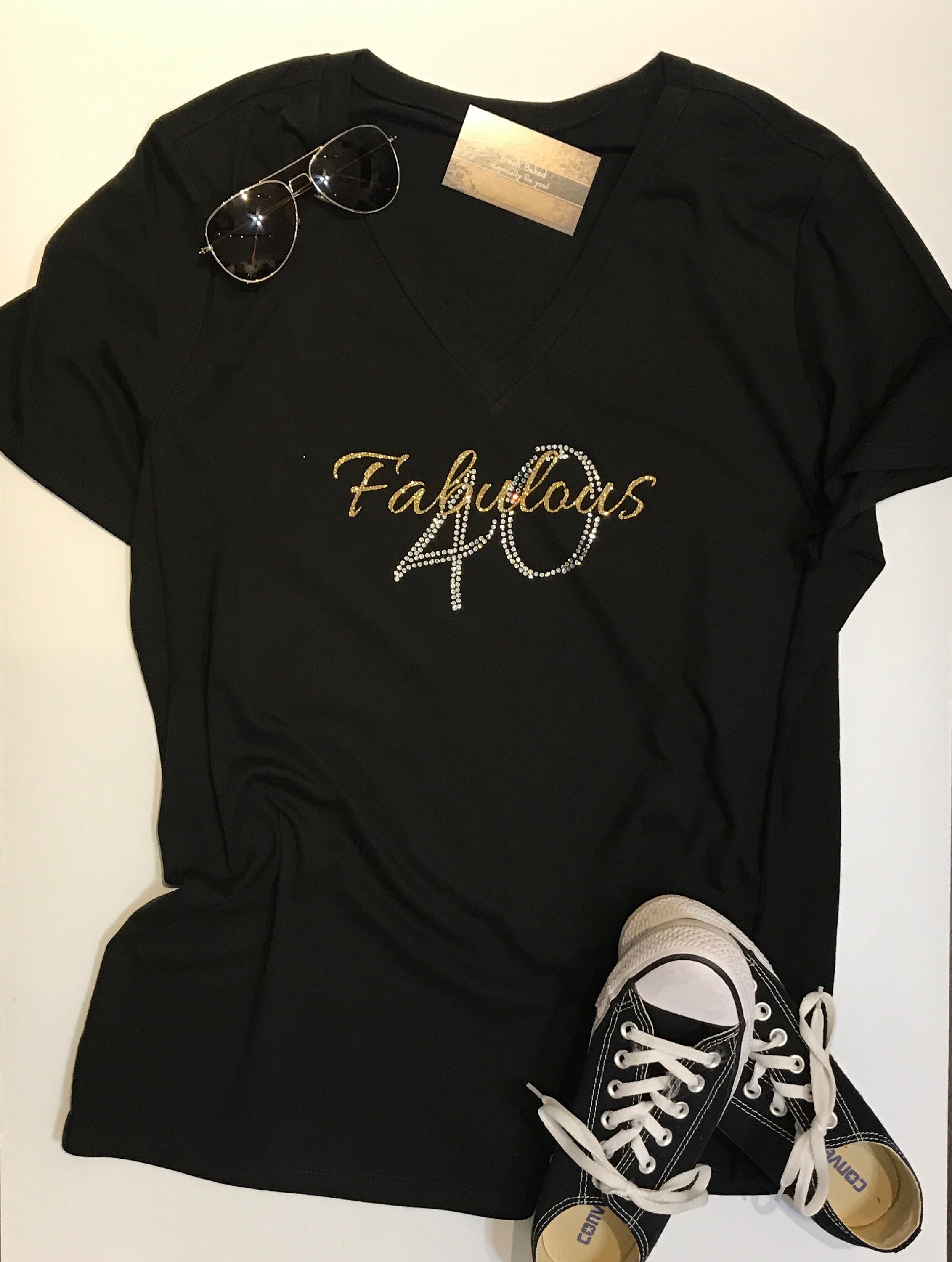 Custom Rhinestone Bling Fabulous 40 Shirt 40th Birthday Etsy
