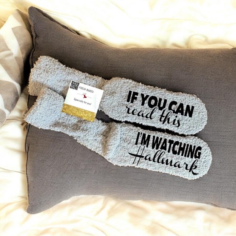 Hallmark Movie Sock Movie Night Cozy Loungewear Soft Microfiber Fuzzy ...