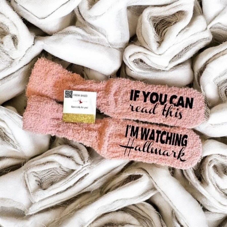 Hallmark Movie Sock Movie Night Cozy Loungewear Soft Microfiber Fuzzy ...