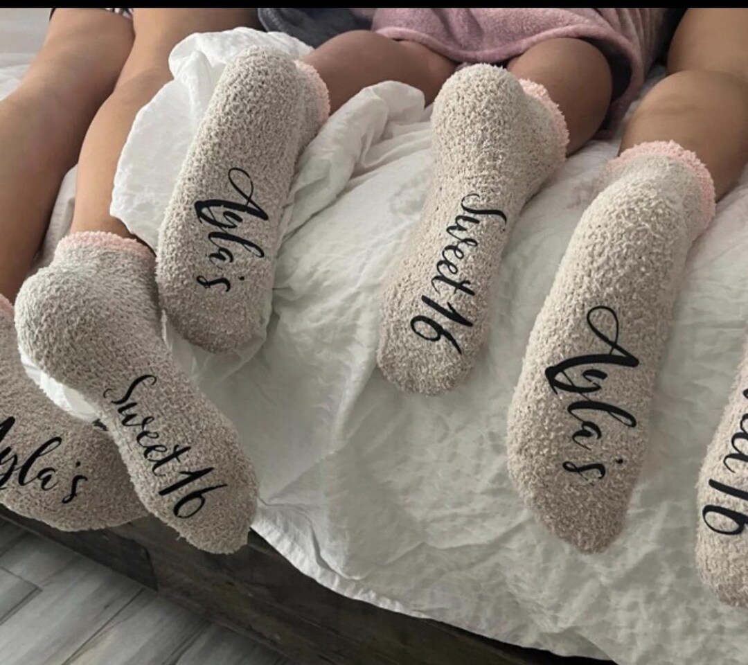 Fuzzy Personalized Sweet 16 Socks | Birthday Socks | 16th Birthday Gift ...