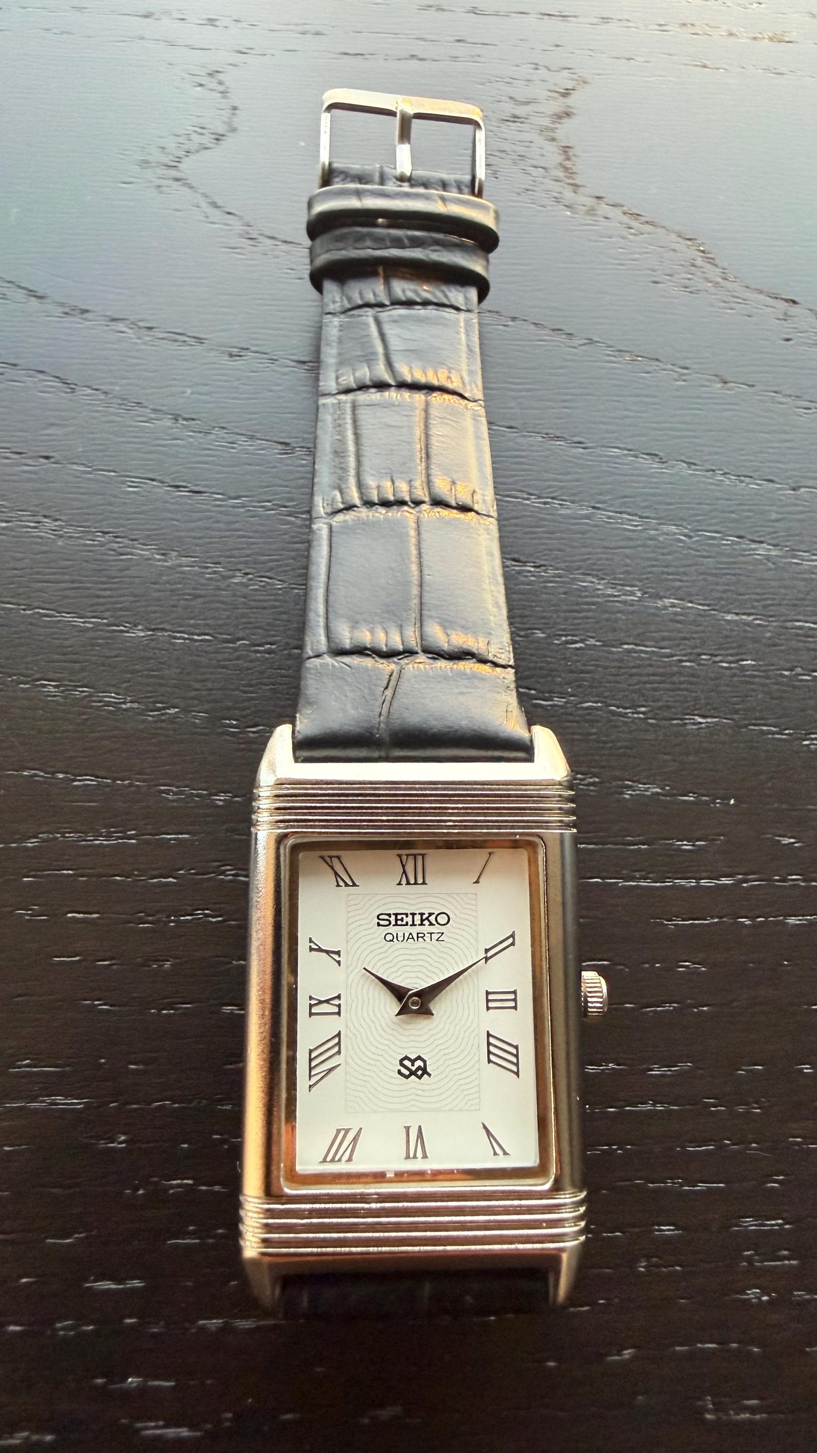 Vintage Seiko - Reverso Style Tank Watch - White Silver Dial - Restored ...