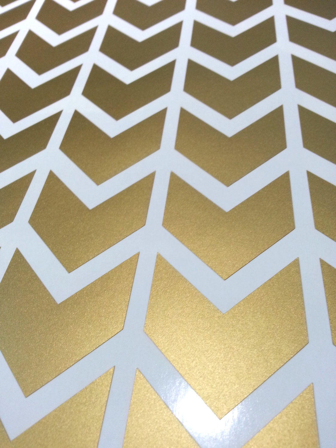 Peel and Stick Metallic Gold Chevron Wall Decals Long Life - Etsy