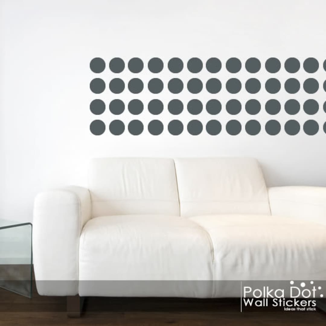 Peel and Stick Dark Grey Polka Dot Wall Decals Long Life Apartment Safe ...