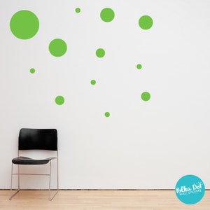 17 Dots Assorted Size Peel and Stick Lime Green Polka Dot Wall Decals 2 ...