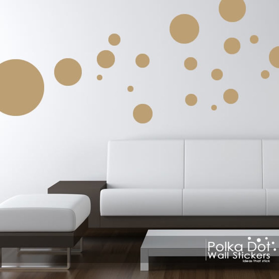 Assorted Size Peel and Stick Light Brown Polka Dot Wall Decals 2 Inch ...