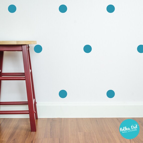 Peel and Stick Turquoise Blue Polka Dot Wall Decals Long | Etsy
